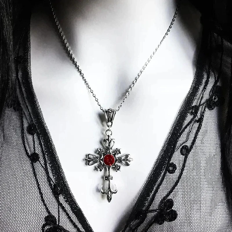 Ornate Silver Gothic Cross Necklace, Gothic Jewelry, Statement Necklace ...