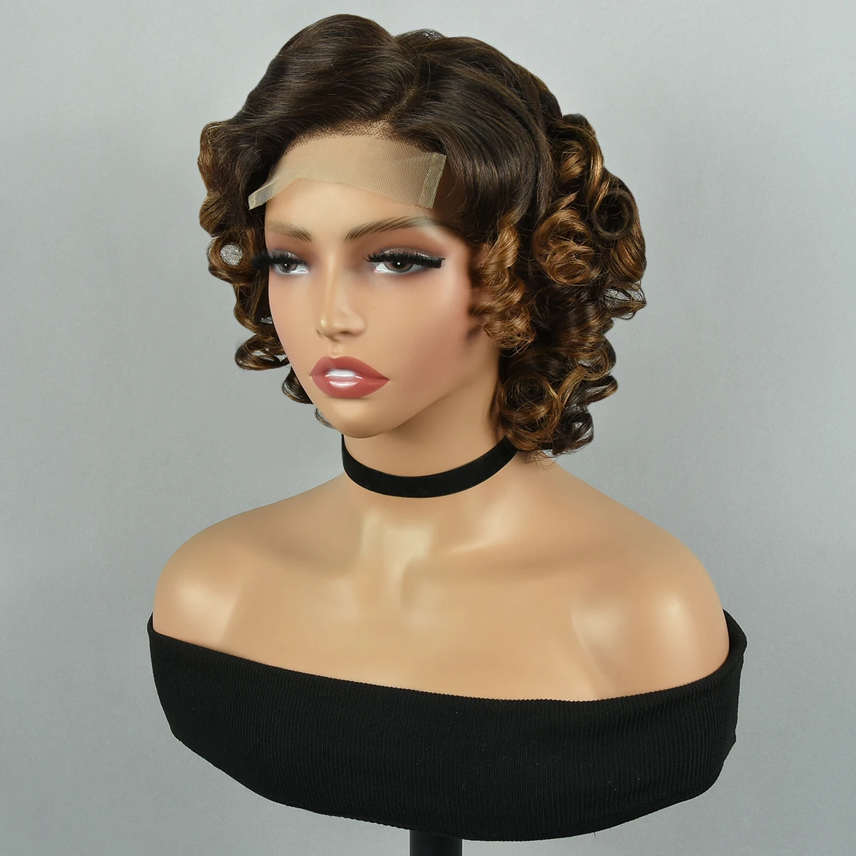 High Peruvian Romance Curly Bob 100% Human Hair Wigs Glueless Deep ...