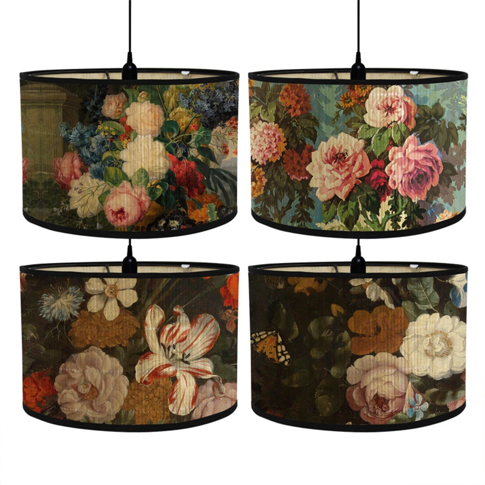 European-Style-Flower-Print-Lampshades-Vintage-Handmade-Bamboo-Lamp ...