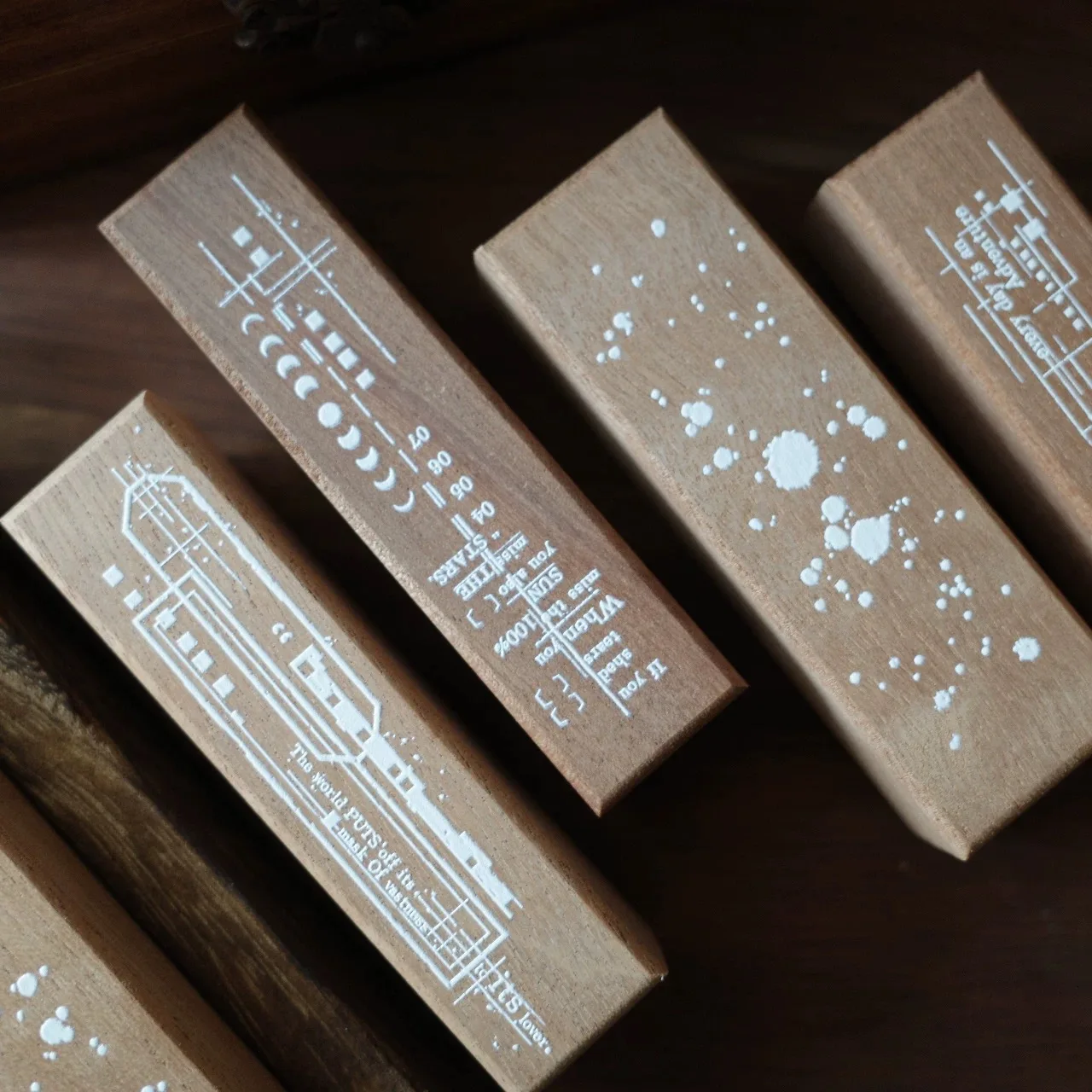 YiEr Studio Vintage Moon Grids Background Wooden Rubber Stamp for DIY ...