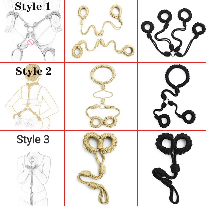 Shibari Rope Restraints Handcuffs Ankle Cuffs Cotton Hemp Rope Sex Bdsm Game Bondage Slave ...