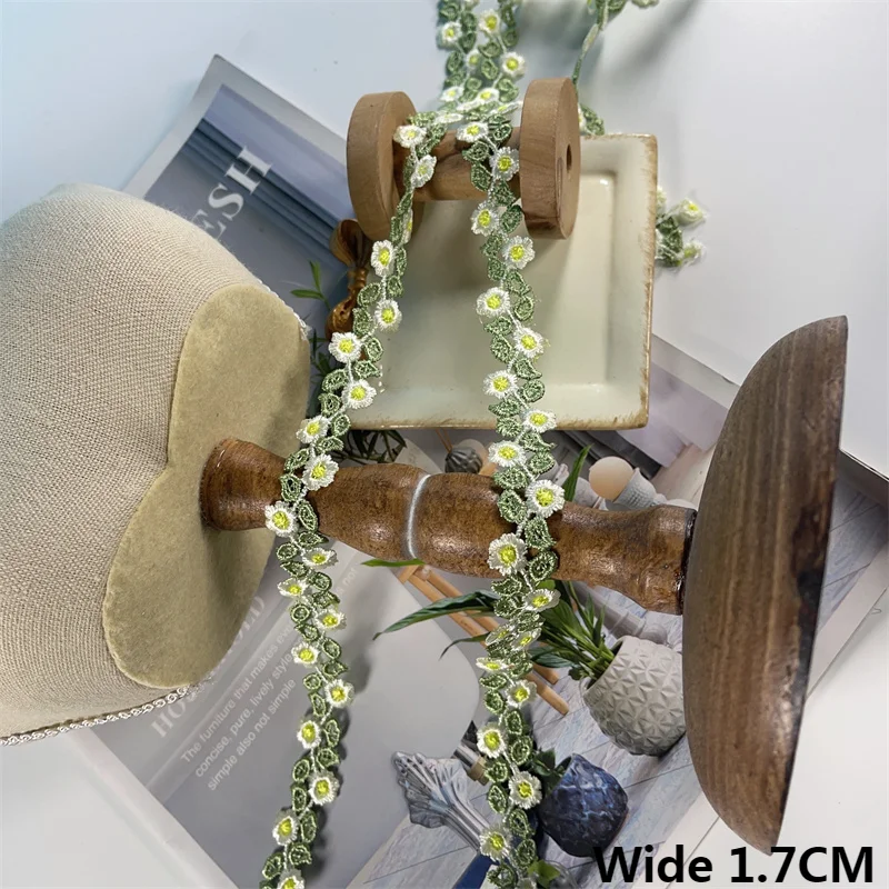 1-7CM-Wide-Luxury-Green-Yellow-Polyester-Rose-Flowers-Lace-Material ...