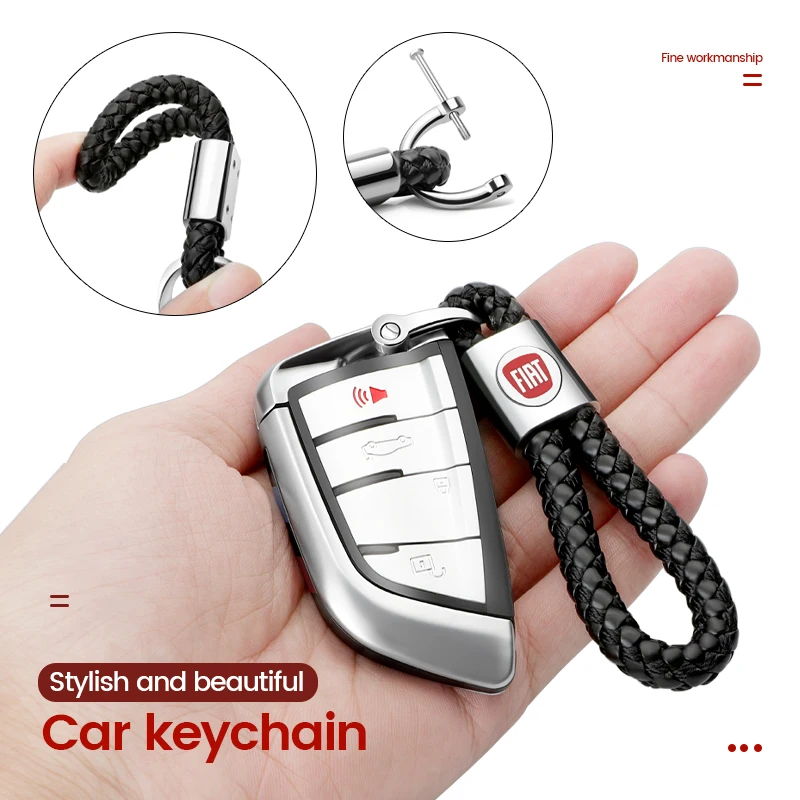 Car Leather Key Fobs Keyring Key Chain Decoration Pendant for Fiat 500 ...