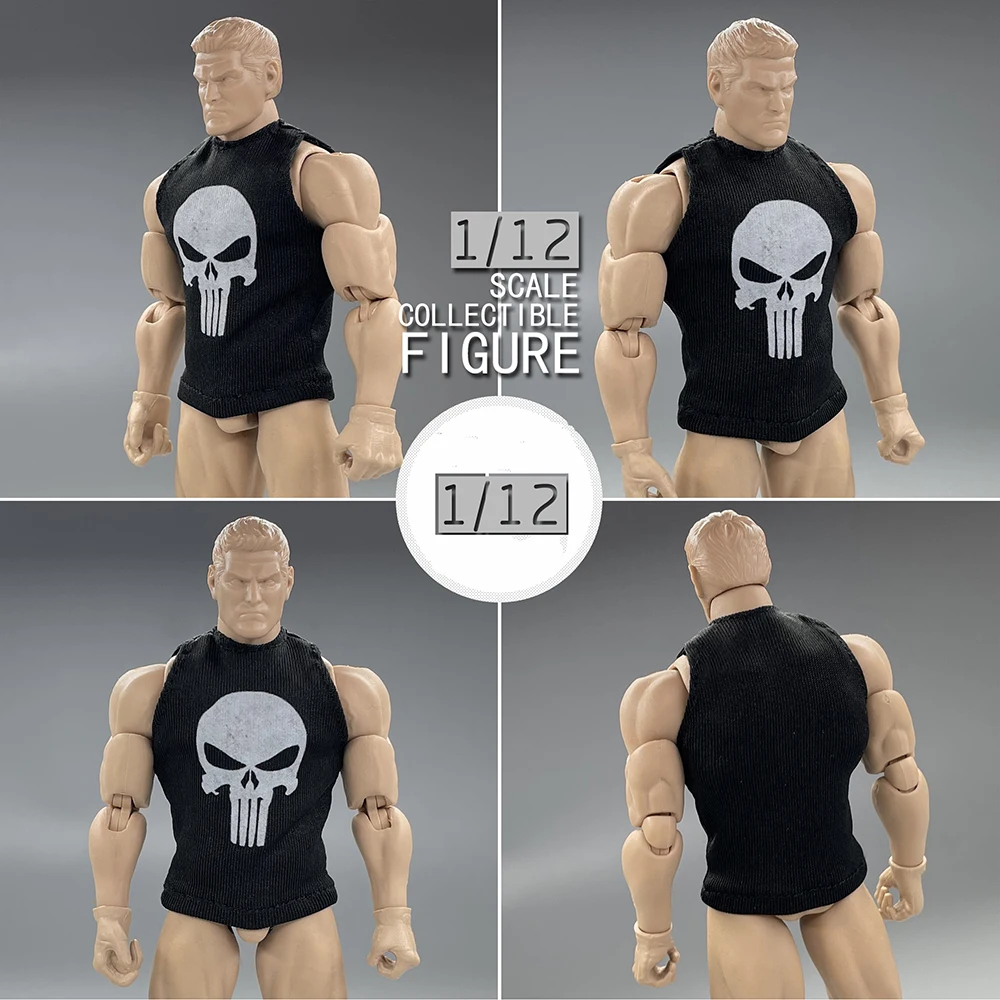 3ATOYS 1/12 Black Short Vest No Sleeves Model Fit 6inch WToys VTOYS ...