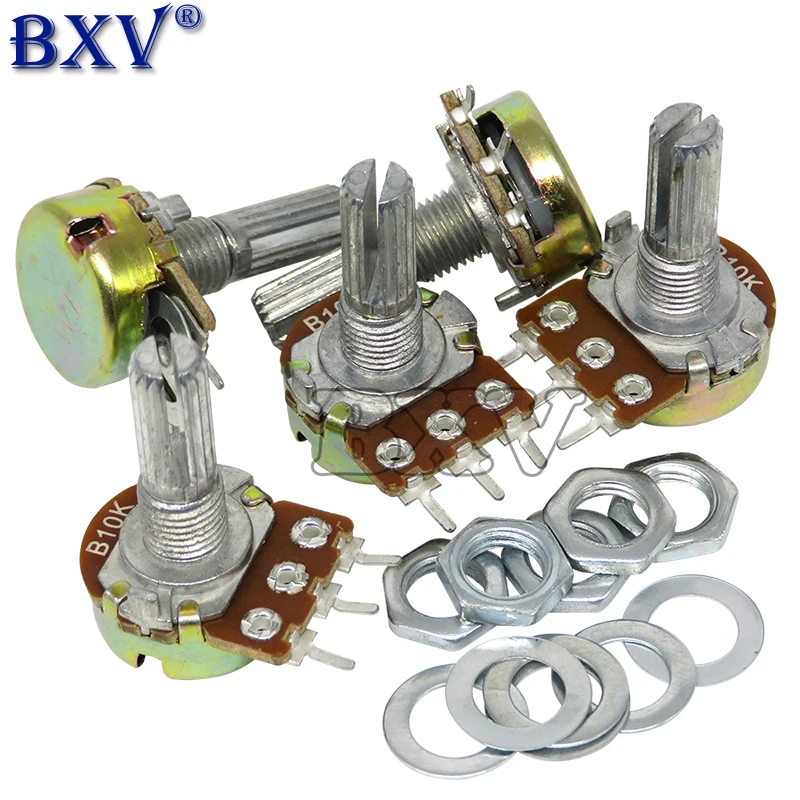 5PCS-WH148-3PIN-20MM-Single-Couplet-Potentiometer-With-Nuts-B1K-B2K-B5K ...