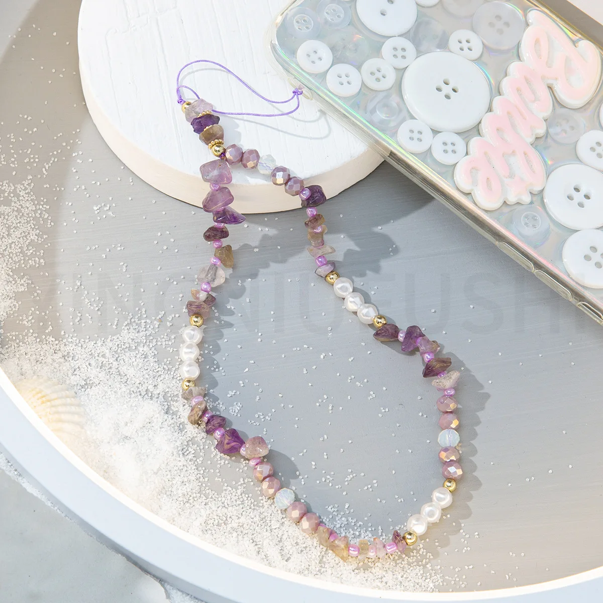 Trendy Stone Pearl Chain Mobile Phone Chains Women Cellphone Strap Anti ...