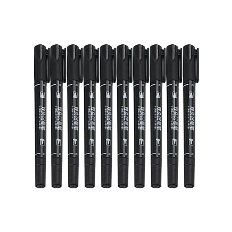 10-Pcs-Set-Double-Head-Permanent-Waterproof-Marker-Pen-Fine-Medium ...