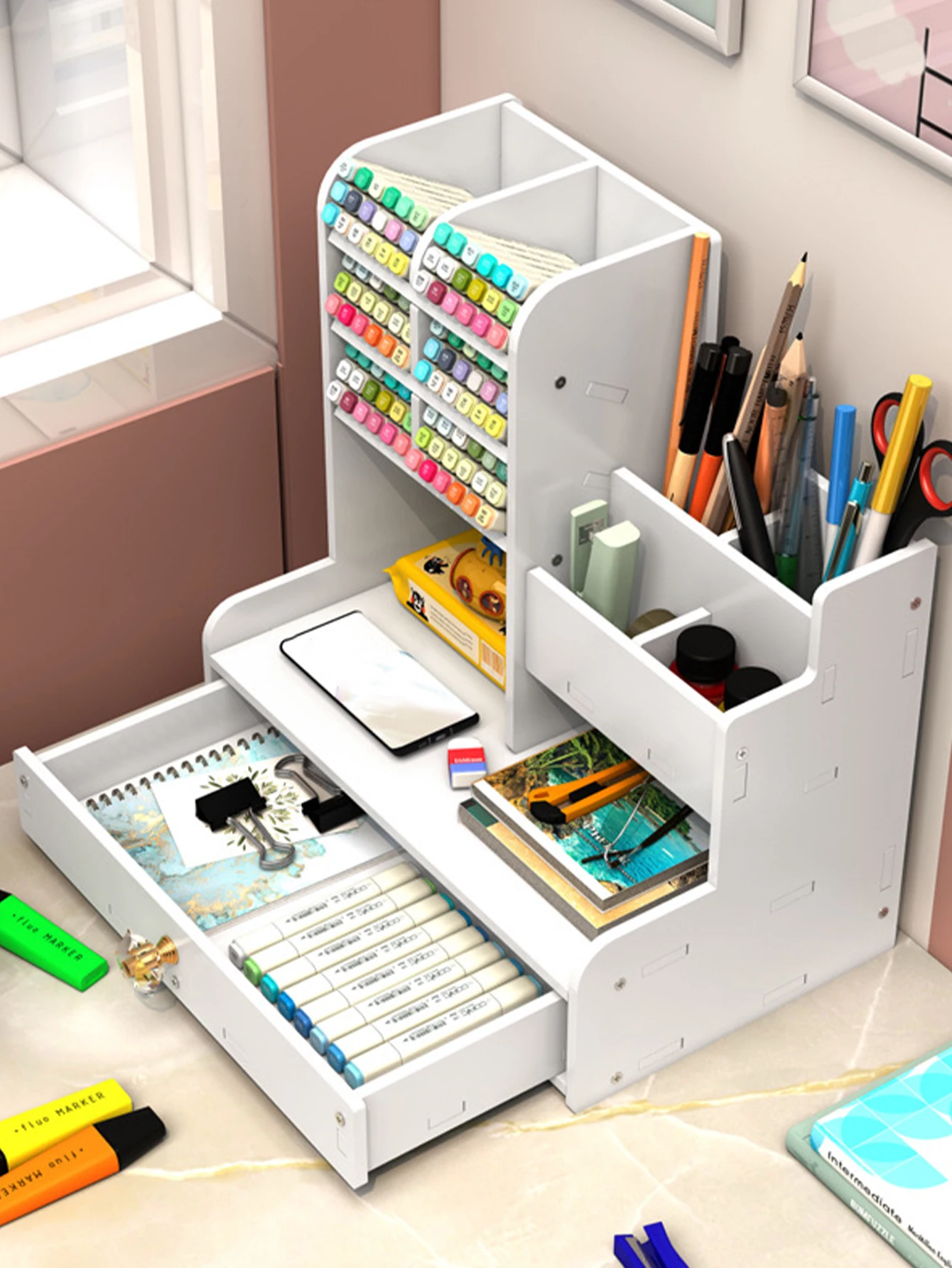 A-desktop-DIY-pen-holder-storage-box-multifunctional-office-supplies ...