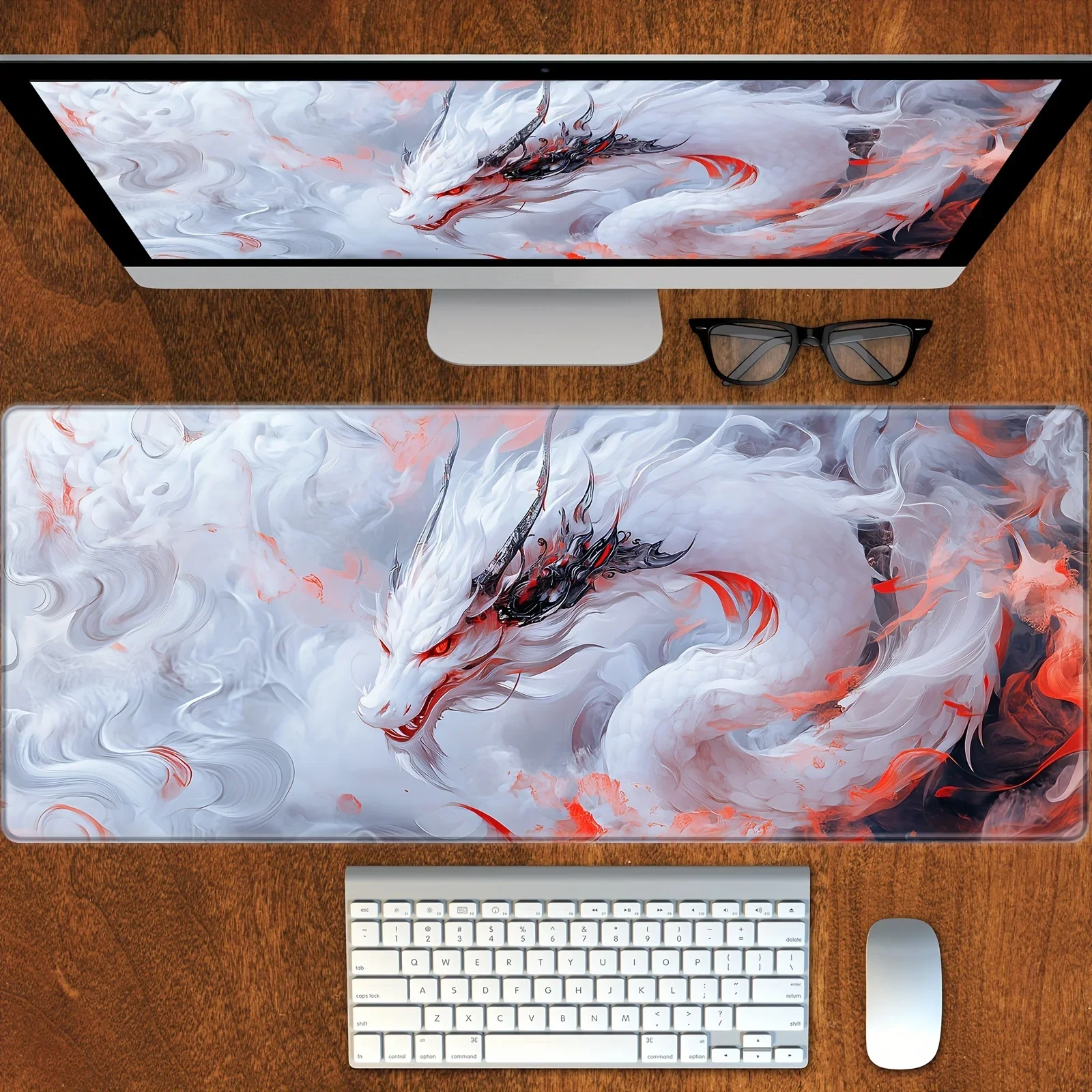 Japanese White Dragon Mouse Pad Large Gaming XL Home New HD Mousepads ...