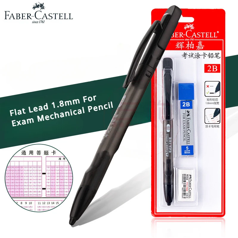 FABER-CASTELL-Flat-Lead-1-8mm-For-Exam-Mechanical-Pencil-2B-Set-With ...