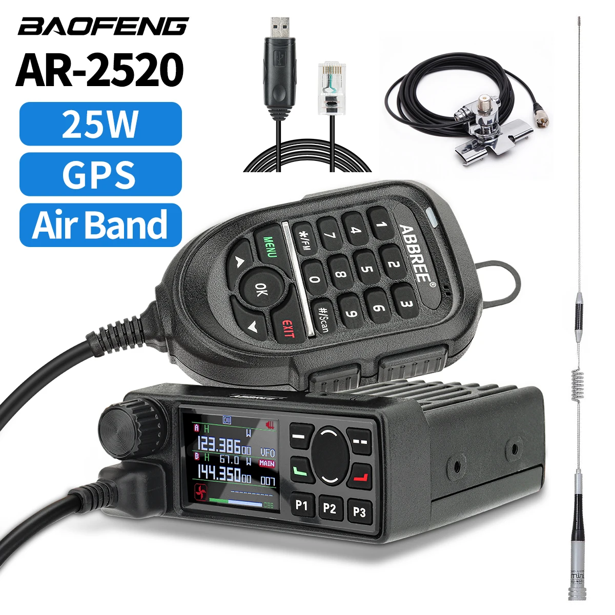 ABinvasive-E-AR-2520-25W-ature-ie-Radio-108-520MHz-Full-Band-Air-Band ...