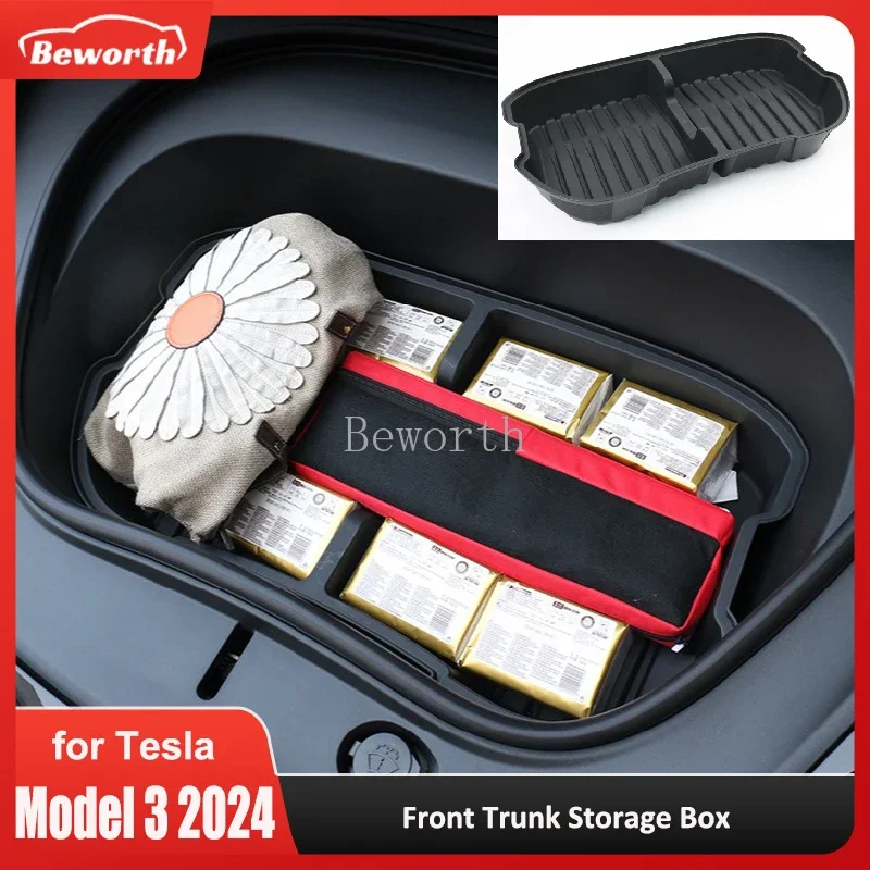 For-Tesla-Model-3-Highland-2024-Front-Trunk-Storage-Box-Frunk-Organizer ...