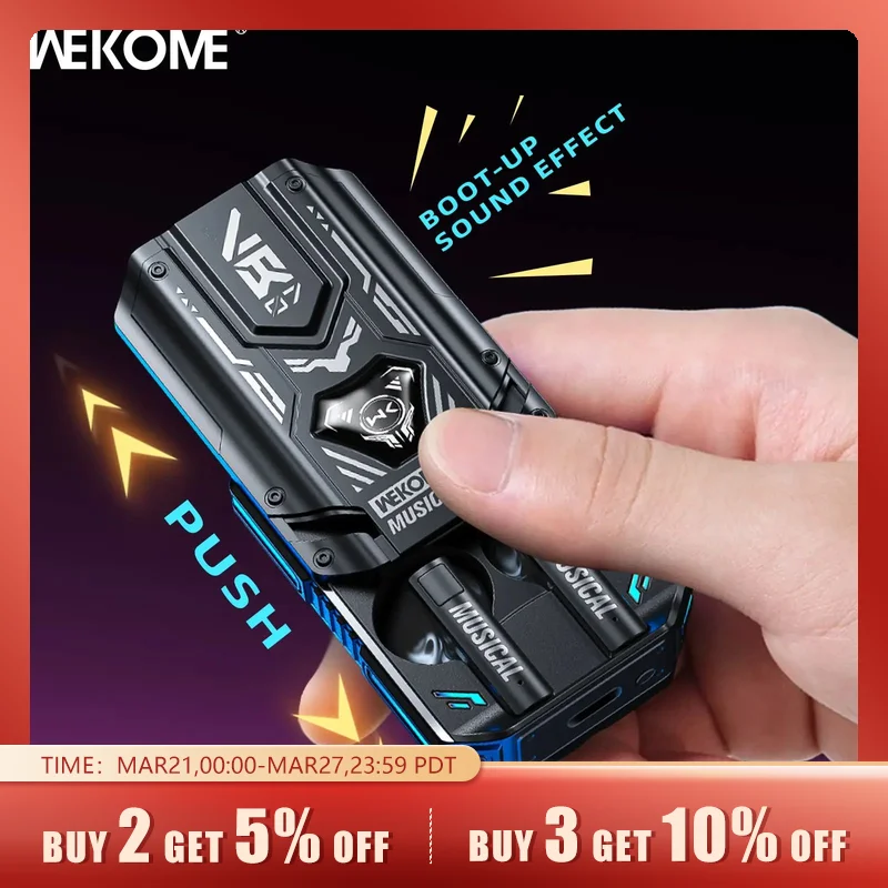 WEKOME Wireless Bluetooth Earbuds Mecha Style Music Earphones, Rail ...