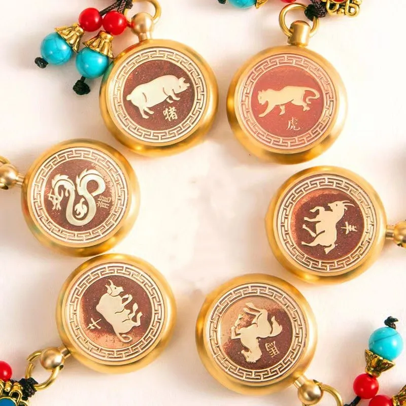 New-Fengshui-Metal-Spinner-Keychain-Good-Luck-KeyRing-Cinnabar-Chinese ...