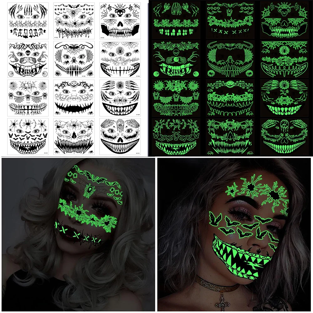 Skull Temporary Face Tattoo