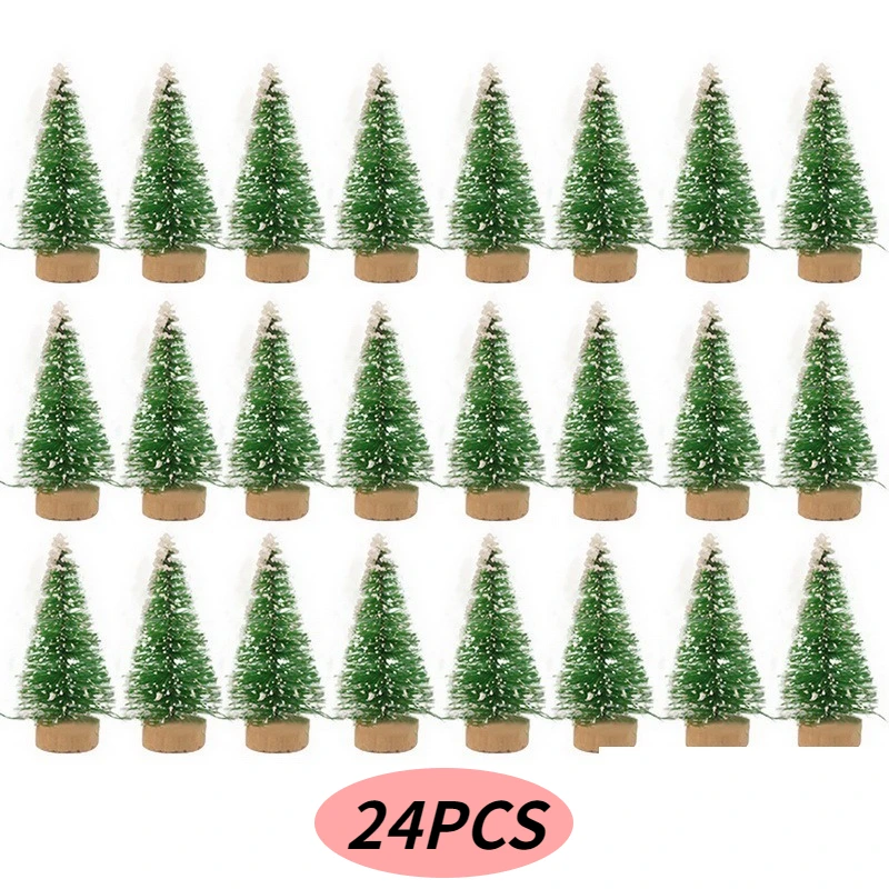 24/12 Pieces Small Decorative Christmas Tree Fake Pine DIY Mini ...