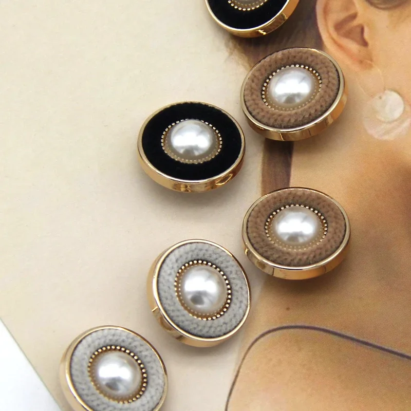 6pcs-18-23-25mm-Chic-Round-Fabric-Metal-Pearl-Buttons-For-Clothes ...