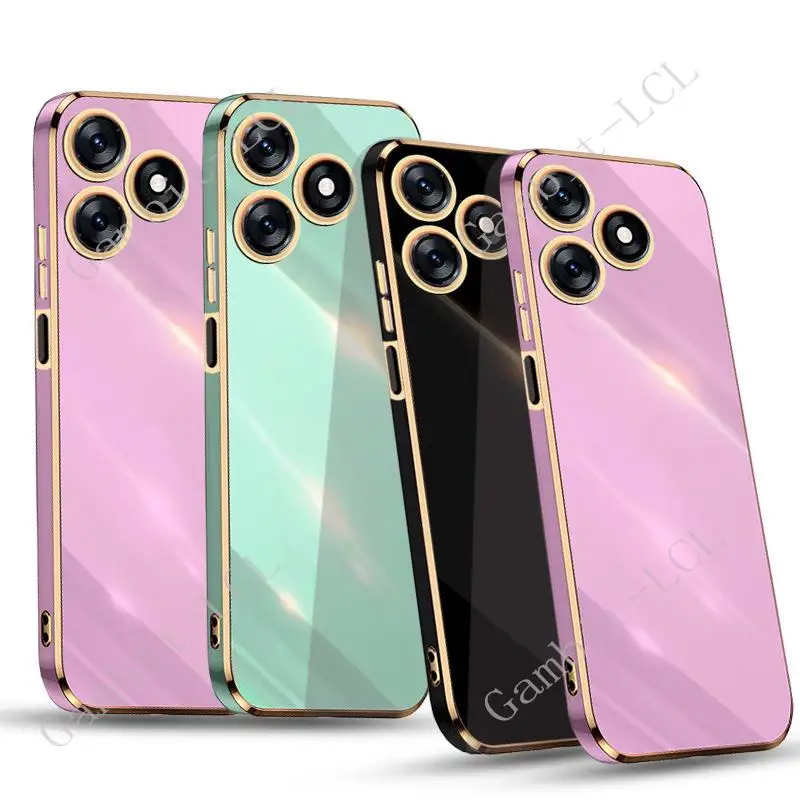 Luxury Square Plating Phone Case For Tecno Spark 10 4G 10C 6.6" Spark10 KI5q KI5k ShockProof ...
