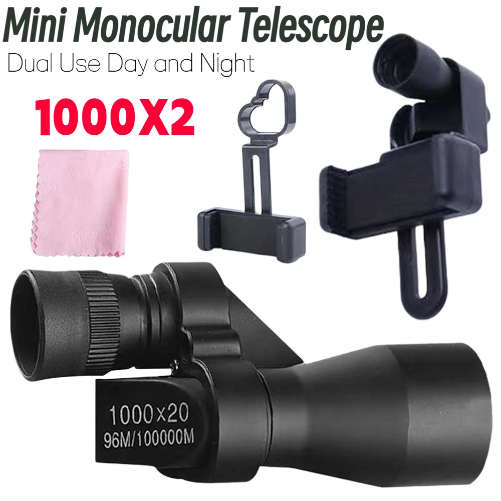 1000X20 HD Mini Pocket Monocular Telescope Outdoor Camping Telescope ...