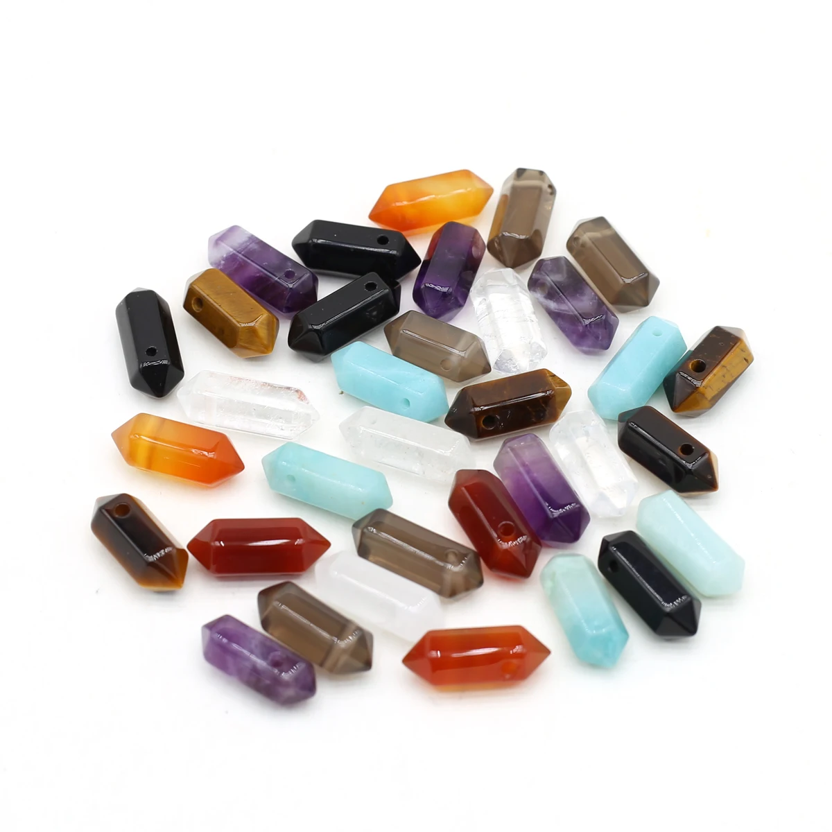 Mini Natural Point Wand Crystal Double-pointed Hexagonal Prism Energy ...