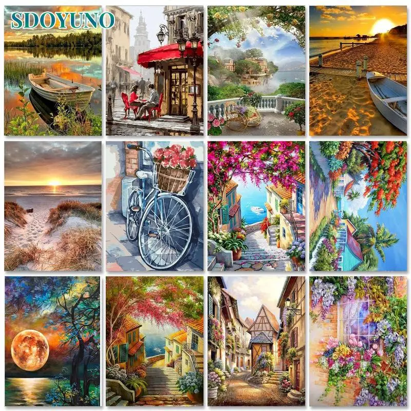 DIY-Painting-By-Numbers-For-Adults-Kits-HandPainted-Landscape-On-Canvas ...