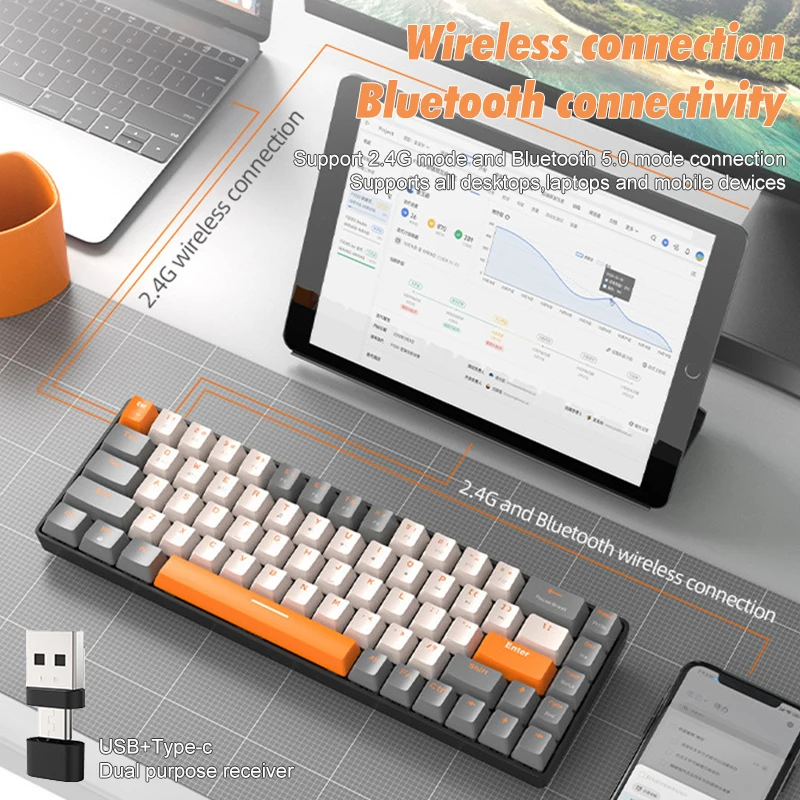 2-4G-BT5-0-Wireless-Gaming-Keyboard-68-Keys-Hotswap-Mechanical-Keyboard ...