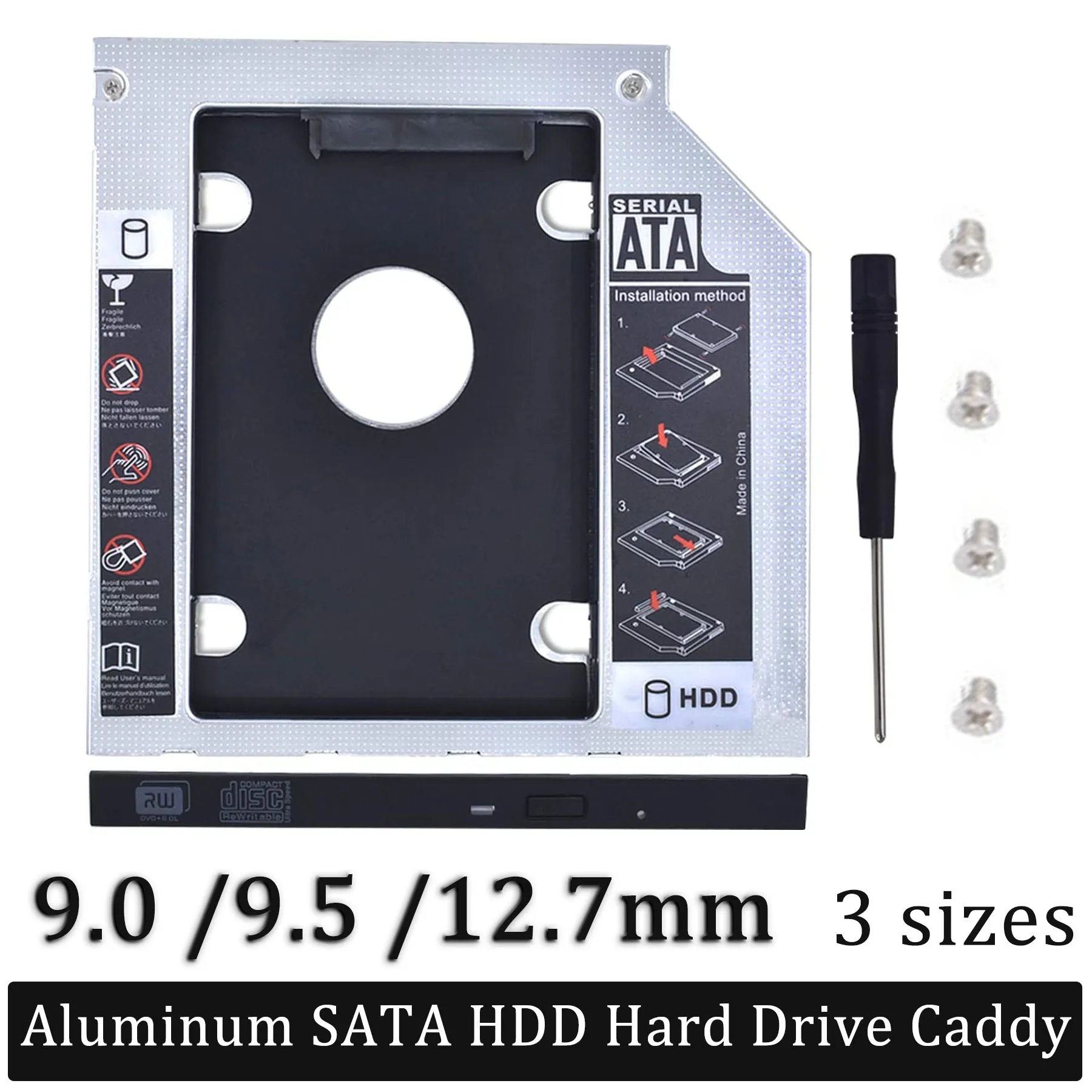 9,0 9,5 12,7mm hdd aluminio sata iii disco duro 2,5 2nd ssd unidade de ...