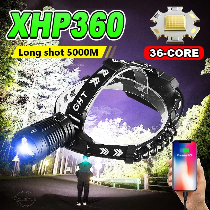 Super-Powerful-XHP360-Headlamp-LED-Rechargeable-Head-Flashlight-High ...