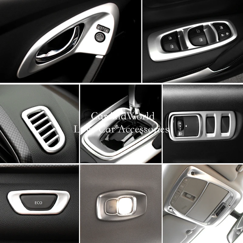 Chrome Gear Shift Box Door Window Glass Lift Panel Cover Trims Interior ...