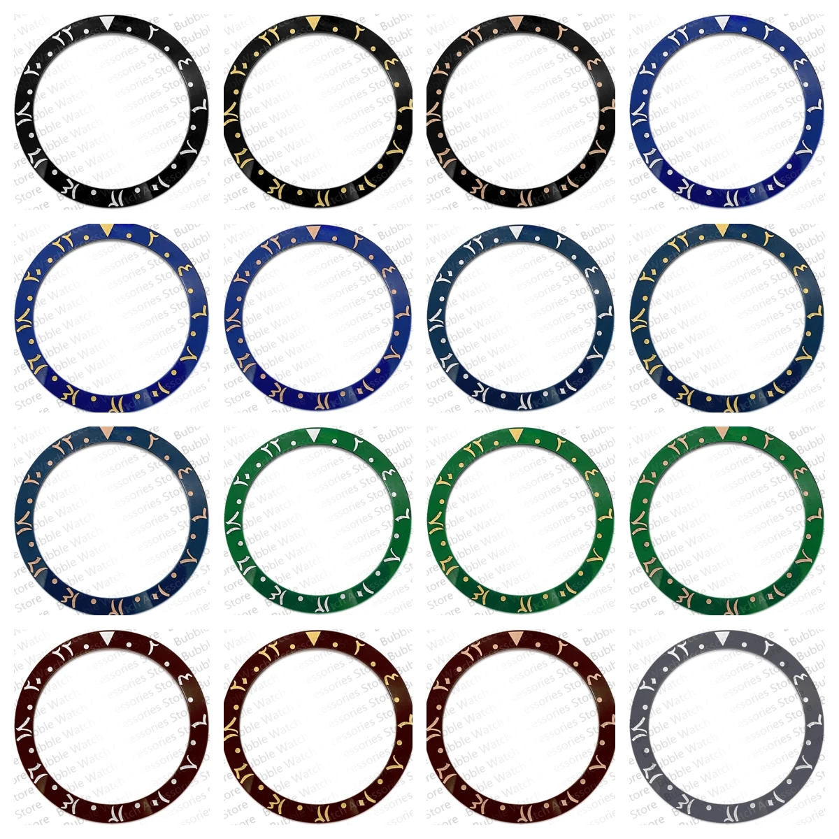 38mmx30-7mm-Black-Blue-Green-Arabic-24-Ceramics-Bezel-Insert-Fit-For ...