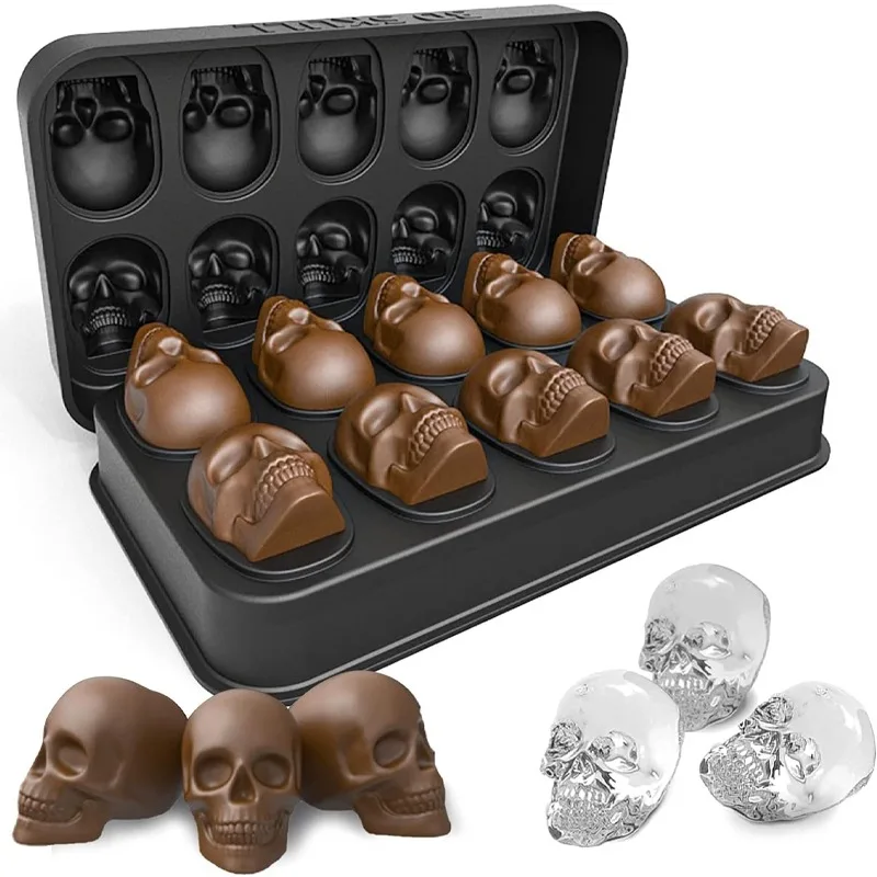 10-Cavity-Skull-Chocolate-Silicone-Molds-3D-Halloween-Skeleton-Head ...