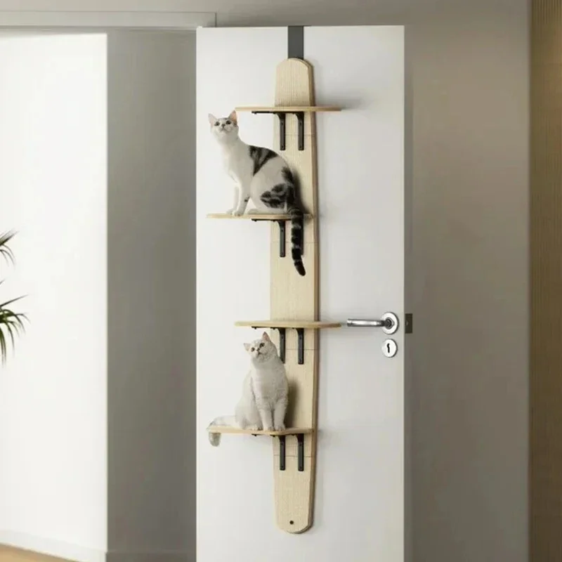 4-Levels Versatile Cat Climber Shelves Wooden Vertical Cats Board Shelf ...