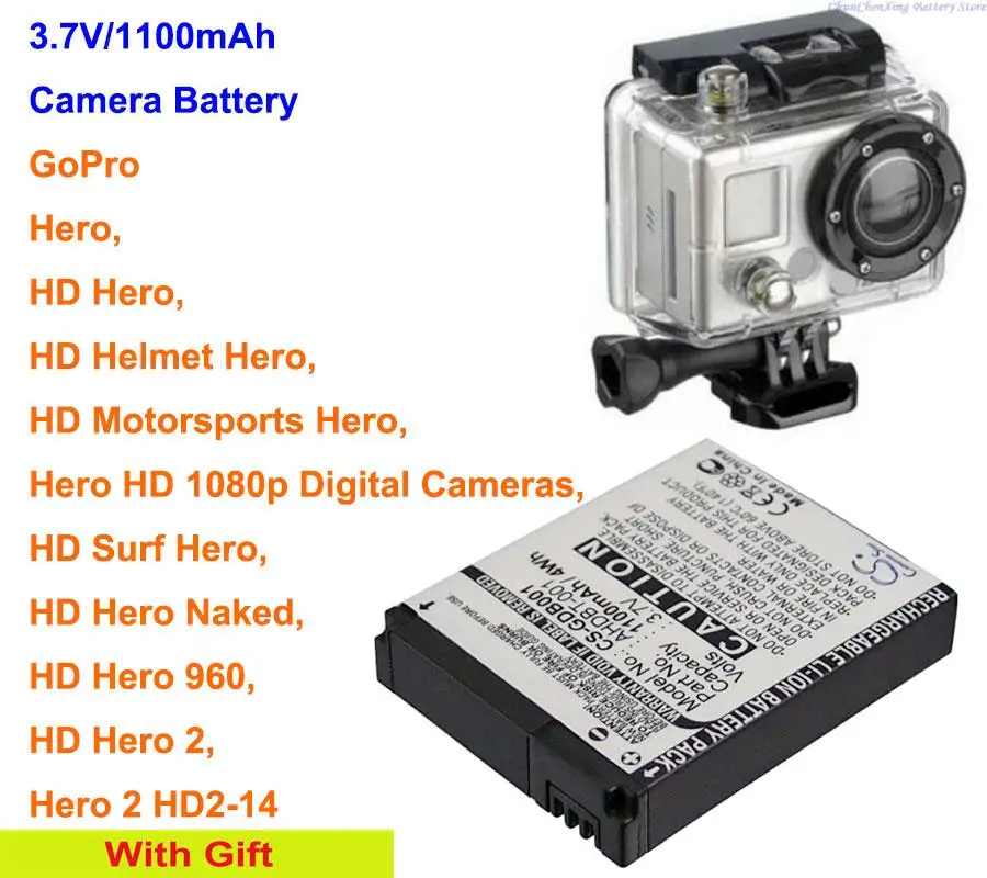 Cameron-Sino-1100mAh-Camera-Battery-AHDBT-001-AHDBT-002-for-GoPro-Hero ...