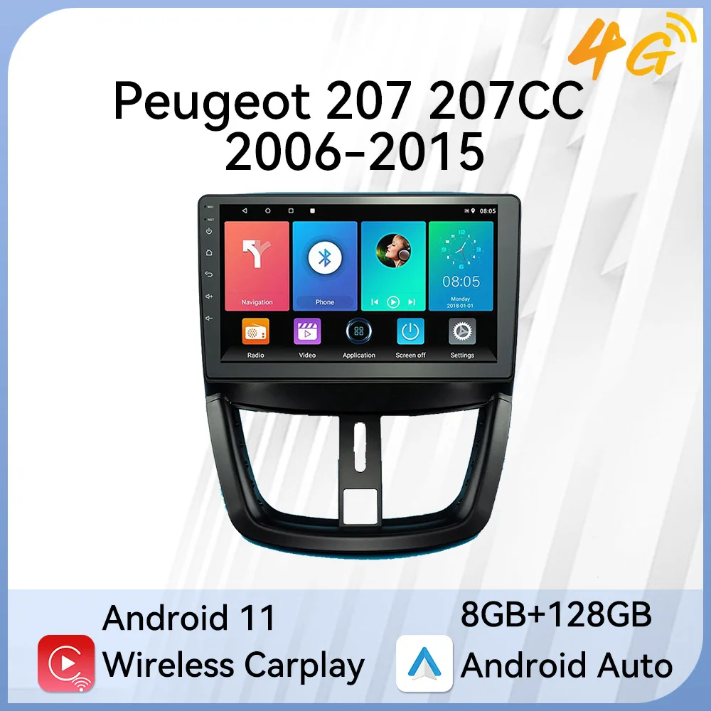 Peugeot 207 207CC için 2 Din Android araba radyo 2006 2015 9 "araba ...