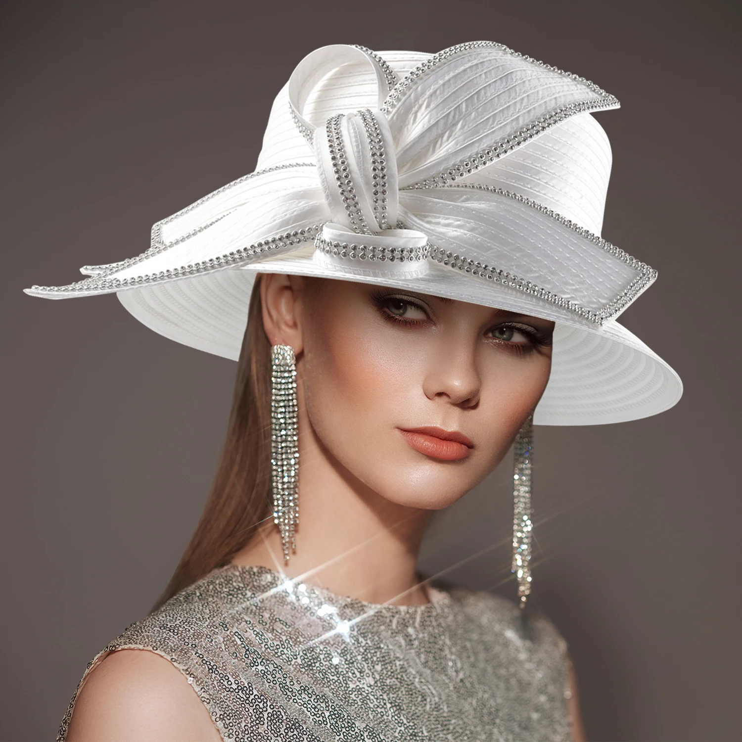 Deluxe-New-White-Church-Hat-Party-Banquet-Satin-Cloth-Photography-Hats ...