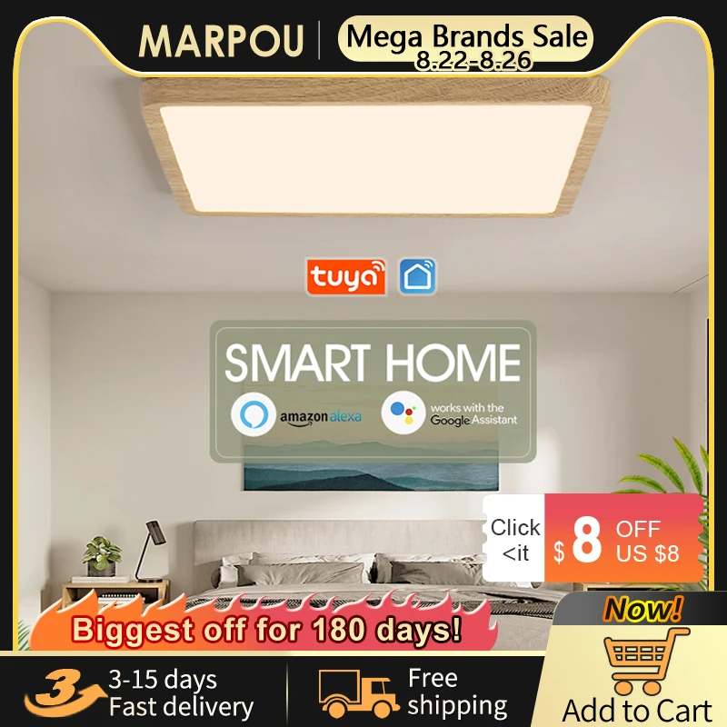 MARPOU lámpara de techo LED para sala de estar, luces cuadradas con ...