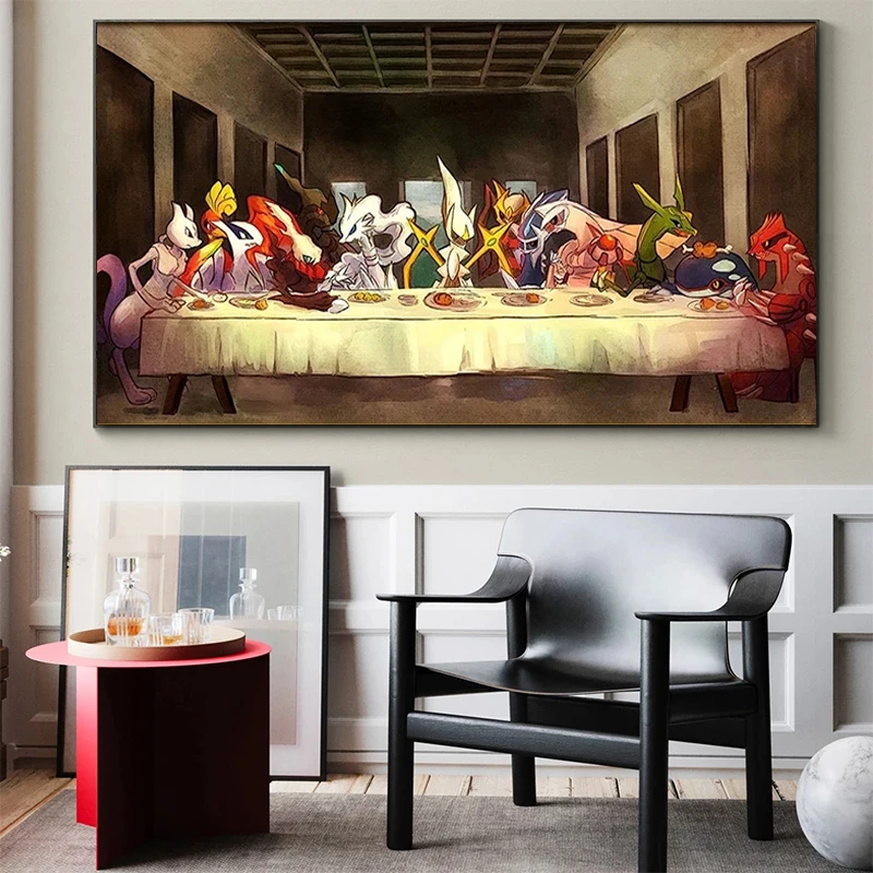 Vintage-The-Last-Supper-Pokemon-Canvas-Painting-Cartoon-Anime-Poster ...