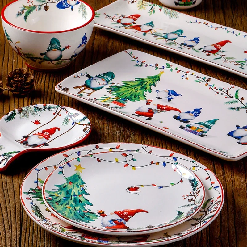 American Style Rural Christmas Ceramic Plates Exquisite Santa Claus ...