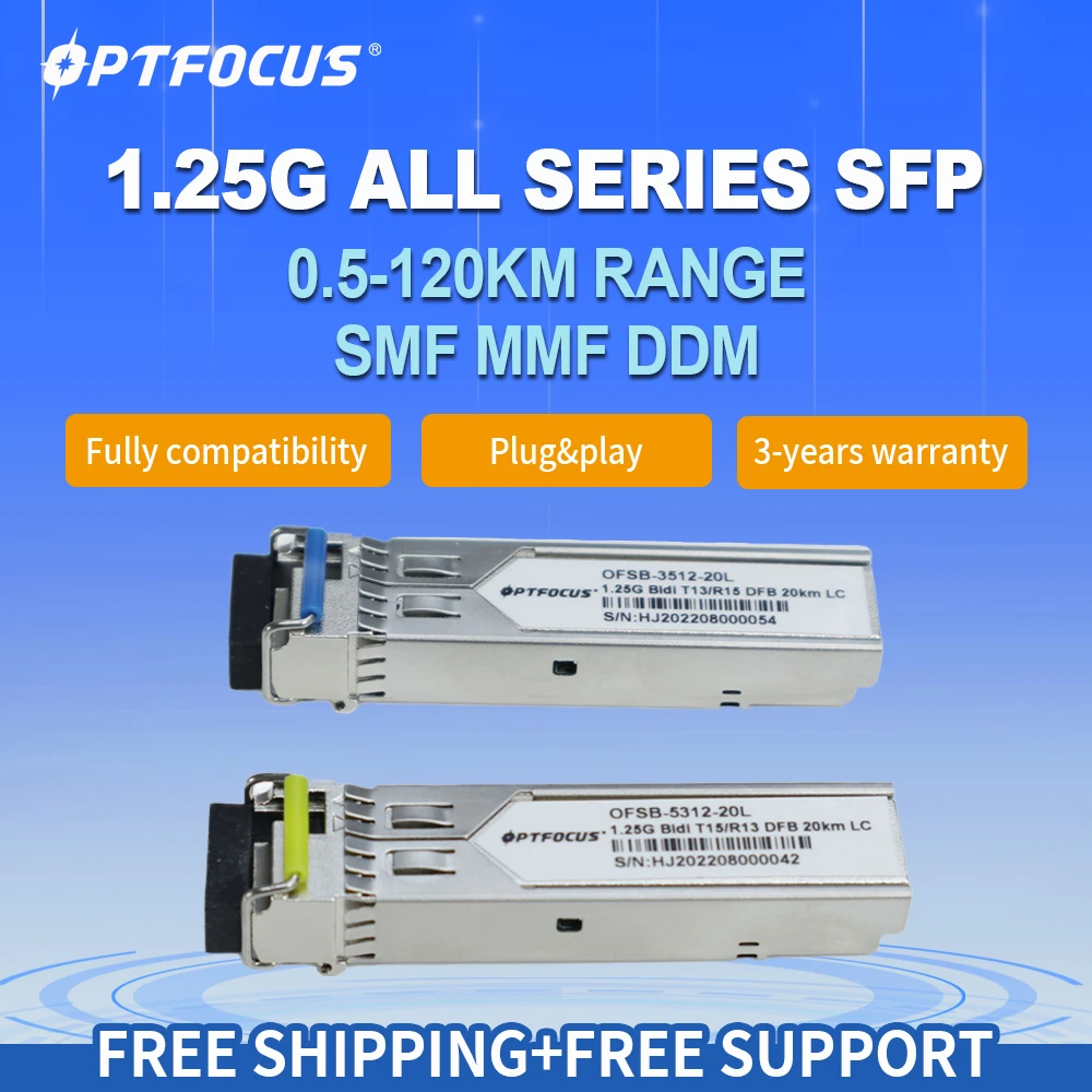 Optfocus Sfp For Brand Switch 1.25g Lc Sc Bidi 20 To 120km Wdm Fiber ...