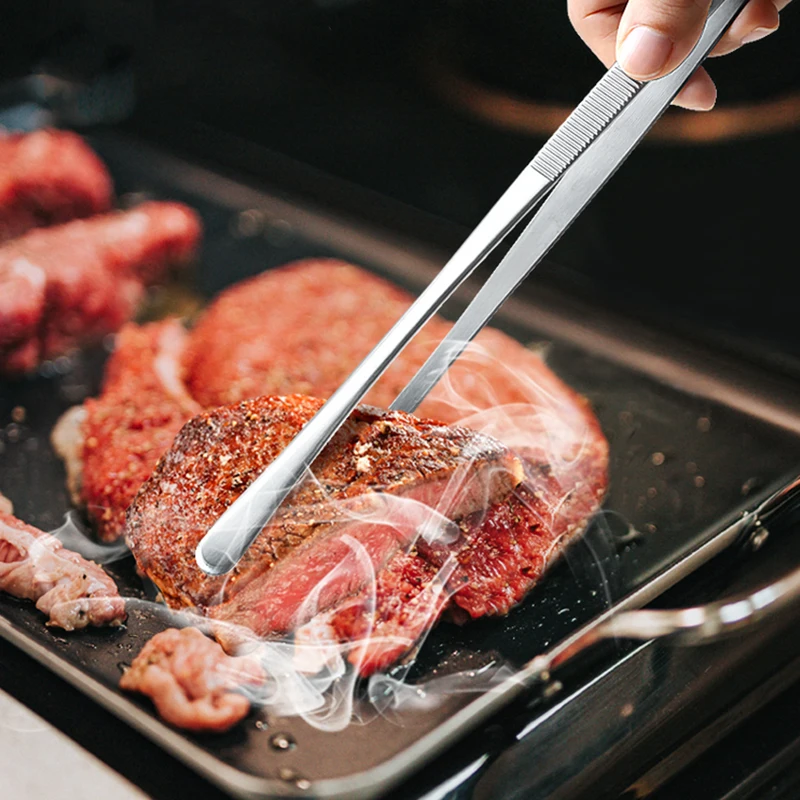 Grill-Tweezers-2-PCS-Toothed-Tweezers-Barbecue-Stainless-Steel-Long ...