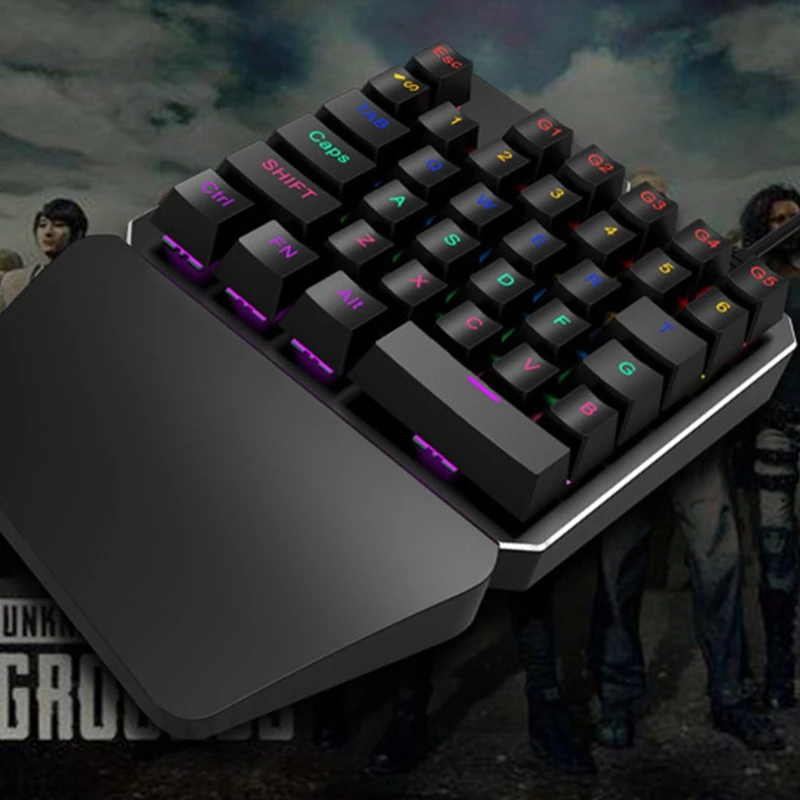 35 Keys Rgb Luminous Backlight Small Keyboard Single Hand Gaming ...