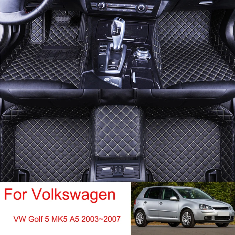 Custom-Car-Floor-Mats-For-Volkswagen-VW-Golf-5-MK5-A5-2007-Leather-Auto ...