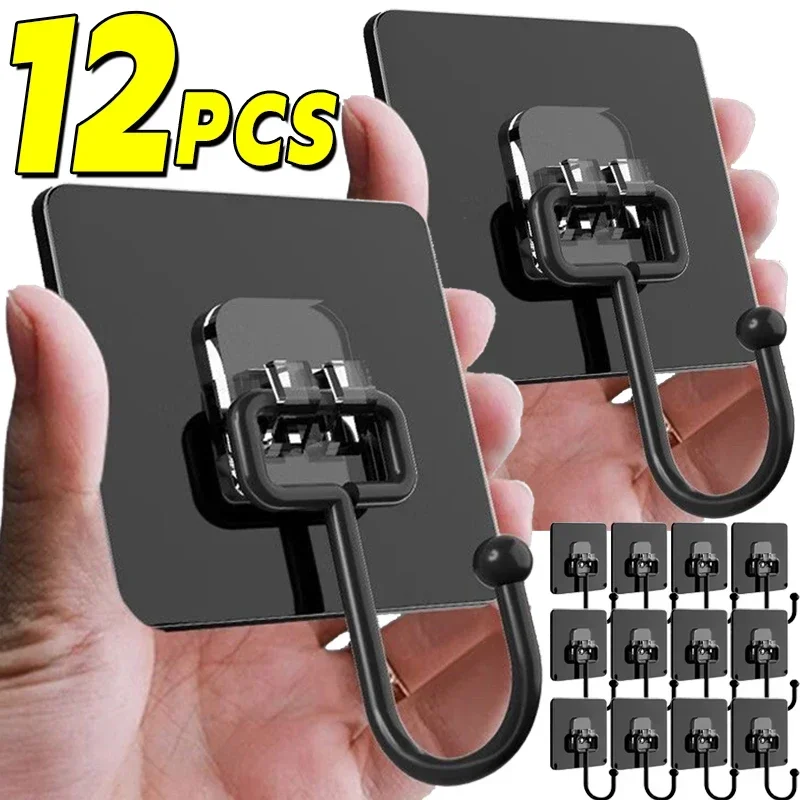 12-1pcs-Self-Adhesive-Hooks-Non-Punching-Strong-Sticky-No-Trace-Wall ...