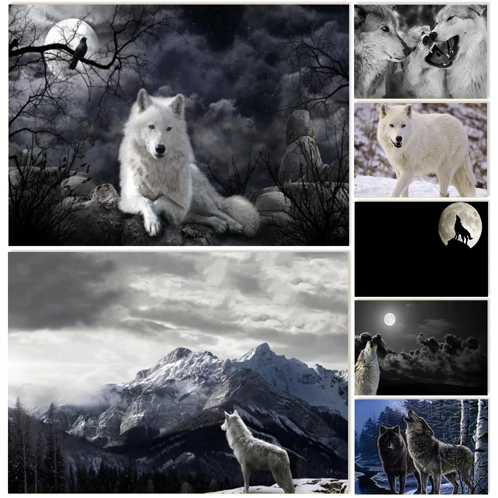 Wall Posters Living Room Wolf | Wolf Picture Living Room | Wolf Canvas ...