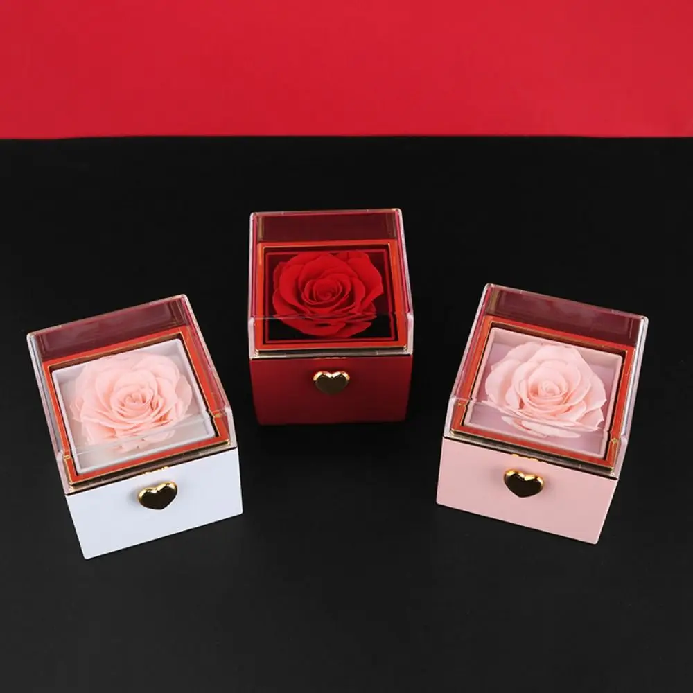 Rotation Rose Jewelry Gift Box Eternal Rose Necklace Storage Proposal ...