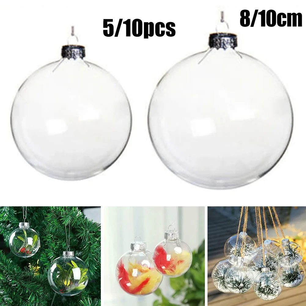 5-10pcs-Clear-Plastic-Balls-Baubles-Fillable-Christmas-Tree-Ornaments ...