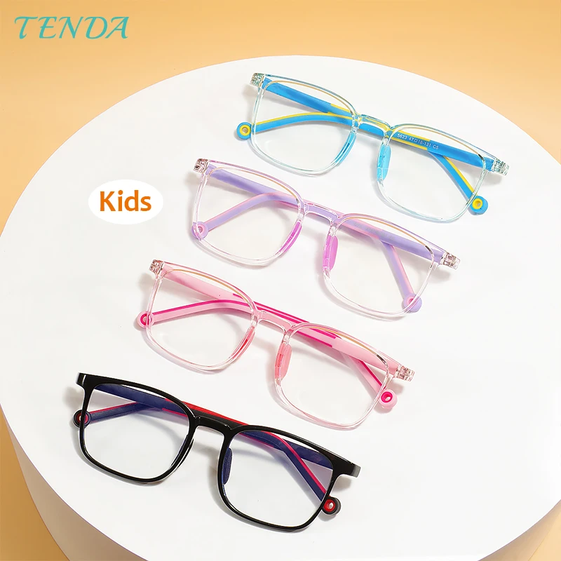 Kids Square Colorful Transparent Spectacles Girl Boy Soft Eyeglass ...