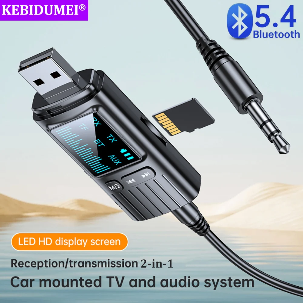 Bluetooth-Adapter-LED-3-5mm-AUX-USB-Bluetooth-5-4-Receiver-Transmitter ...