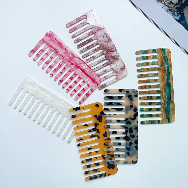 Acrylic-Wide-Large-Tooth-Pocket-Hair-Comb-Acetate-Tortoise-Shell-Anti ...