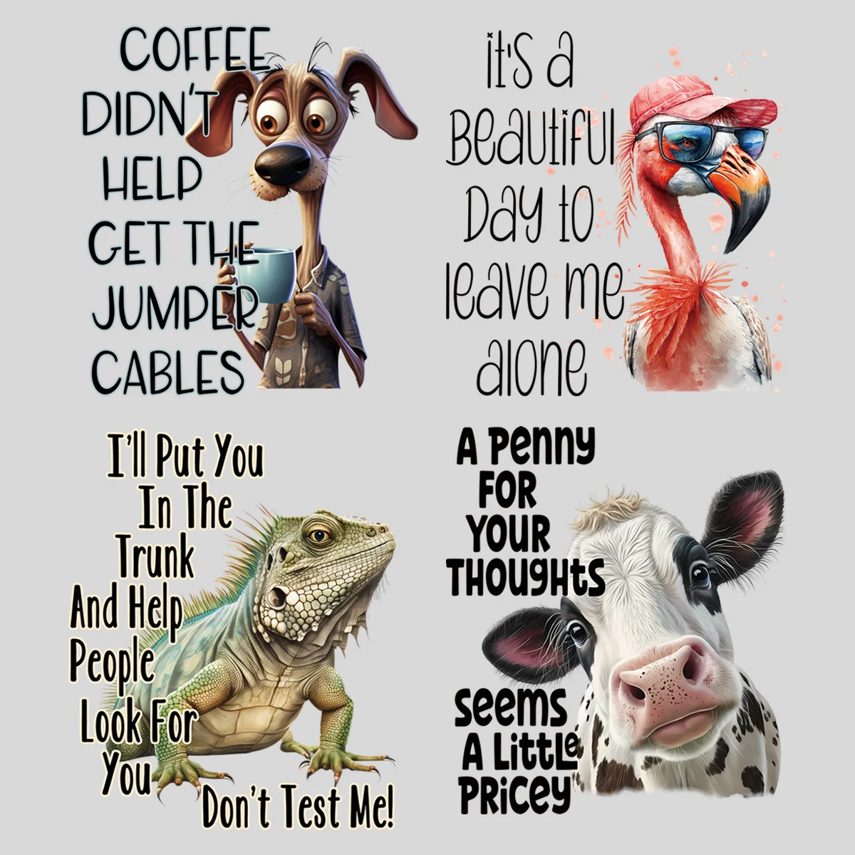 Cartoon-Animal-Heat-Transfer-Stickers-Flamingo-Lizard-Iron-On-Patch-Cow ...